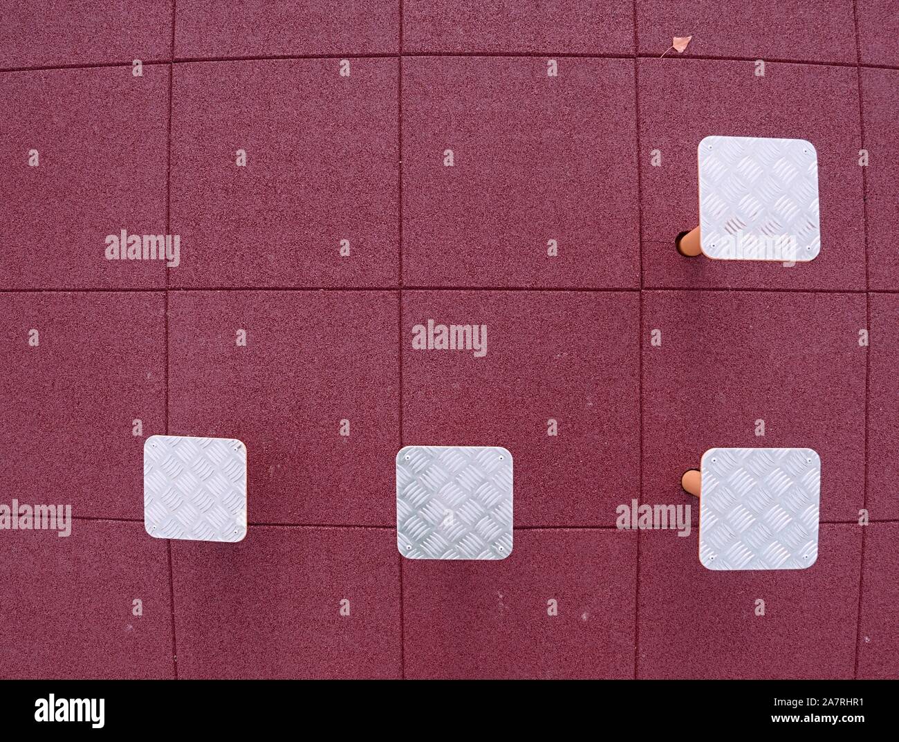 Detail of fitness steps in workout corner. Platform steps in the gym ...