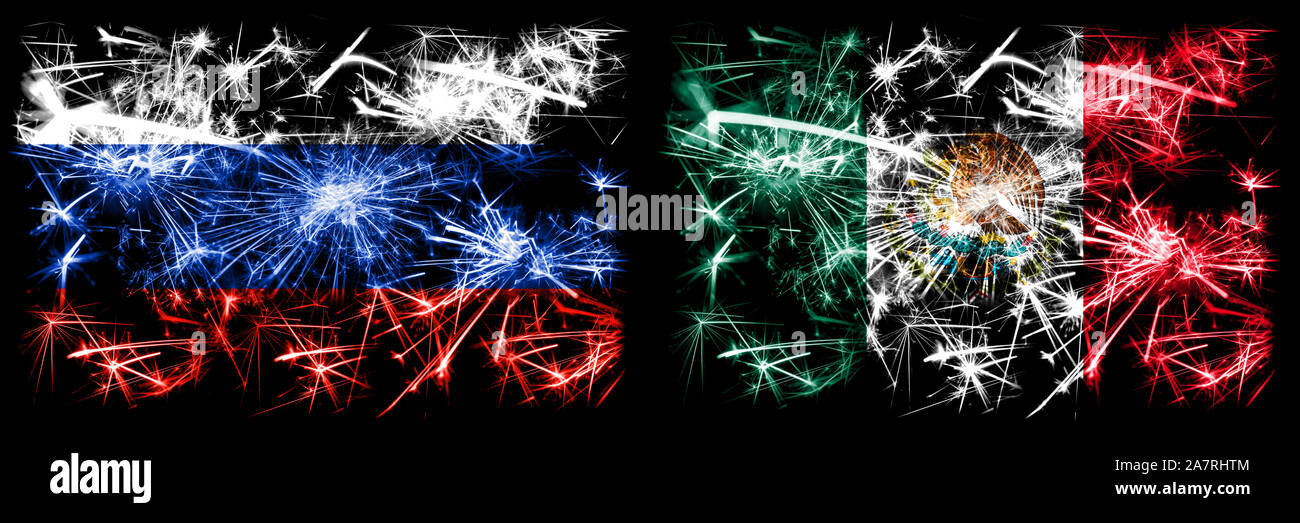 Russia, Russian vs Mexico, Mexican New Year celebration sparkling ...