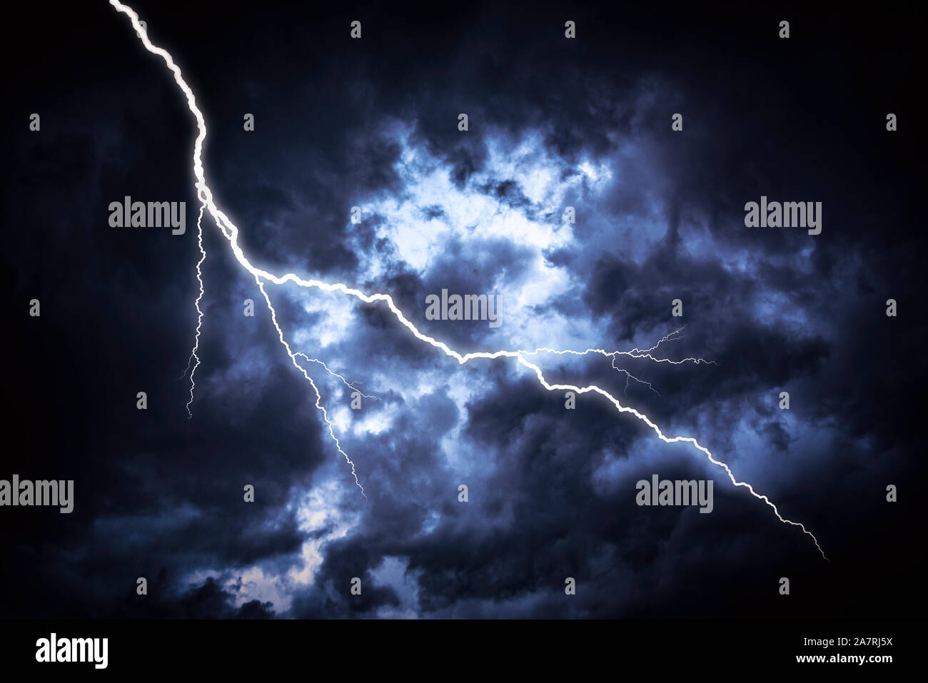 Lightning stike on a dark sky Stock Photo - Alamy