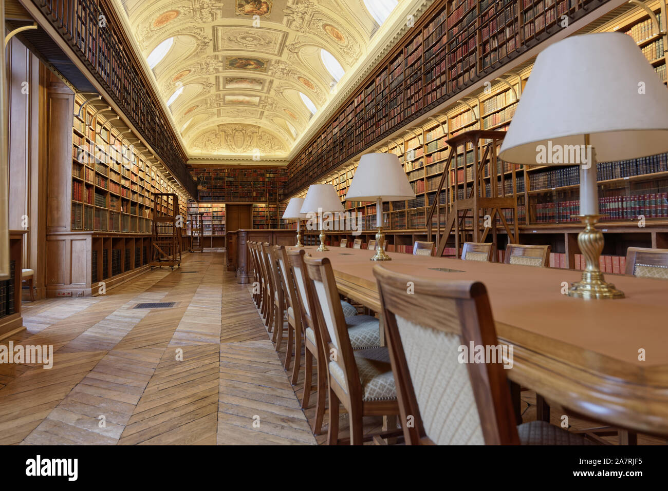 Paris, France - September 14, 2013: Library room of Luxembourg Palace ...