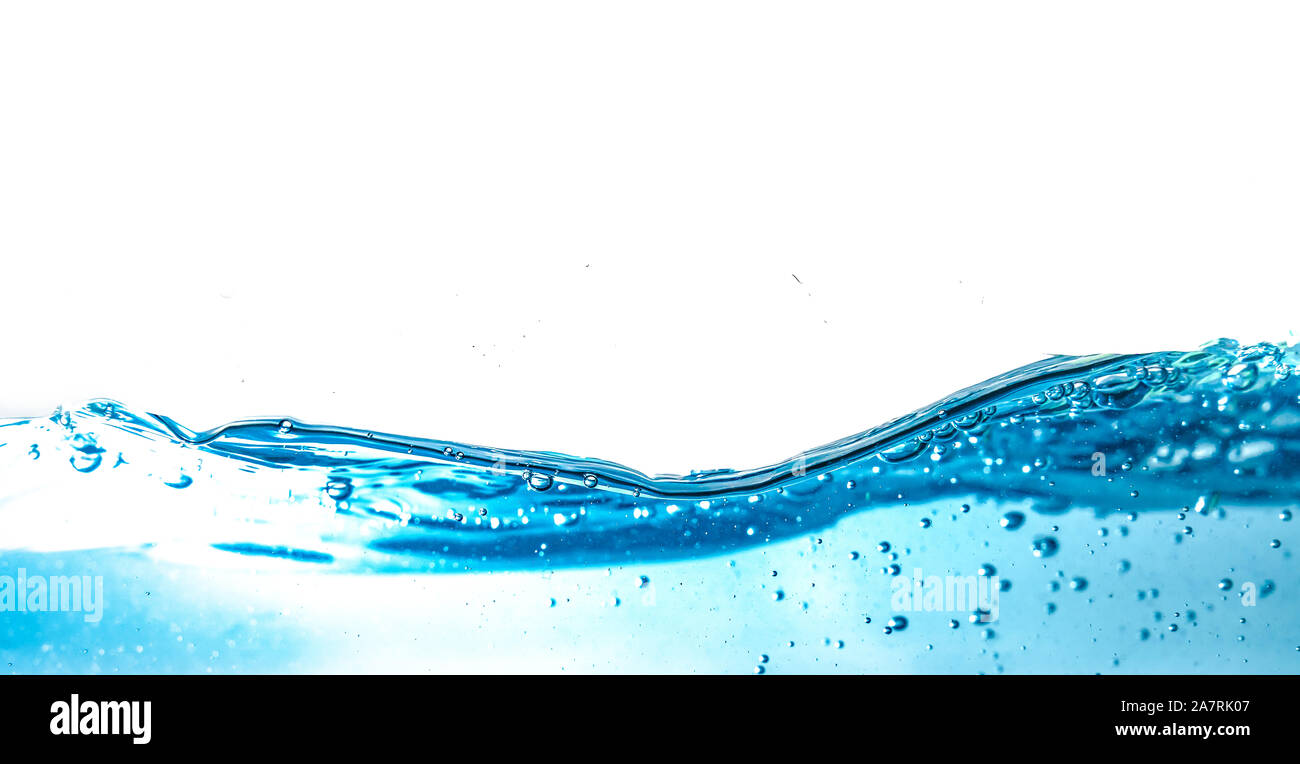 Water Wave Bubbles Air And Splash Isolated Over White Background Blue