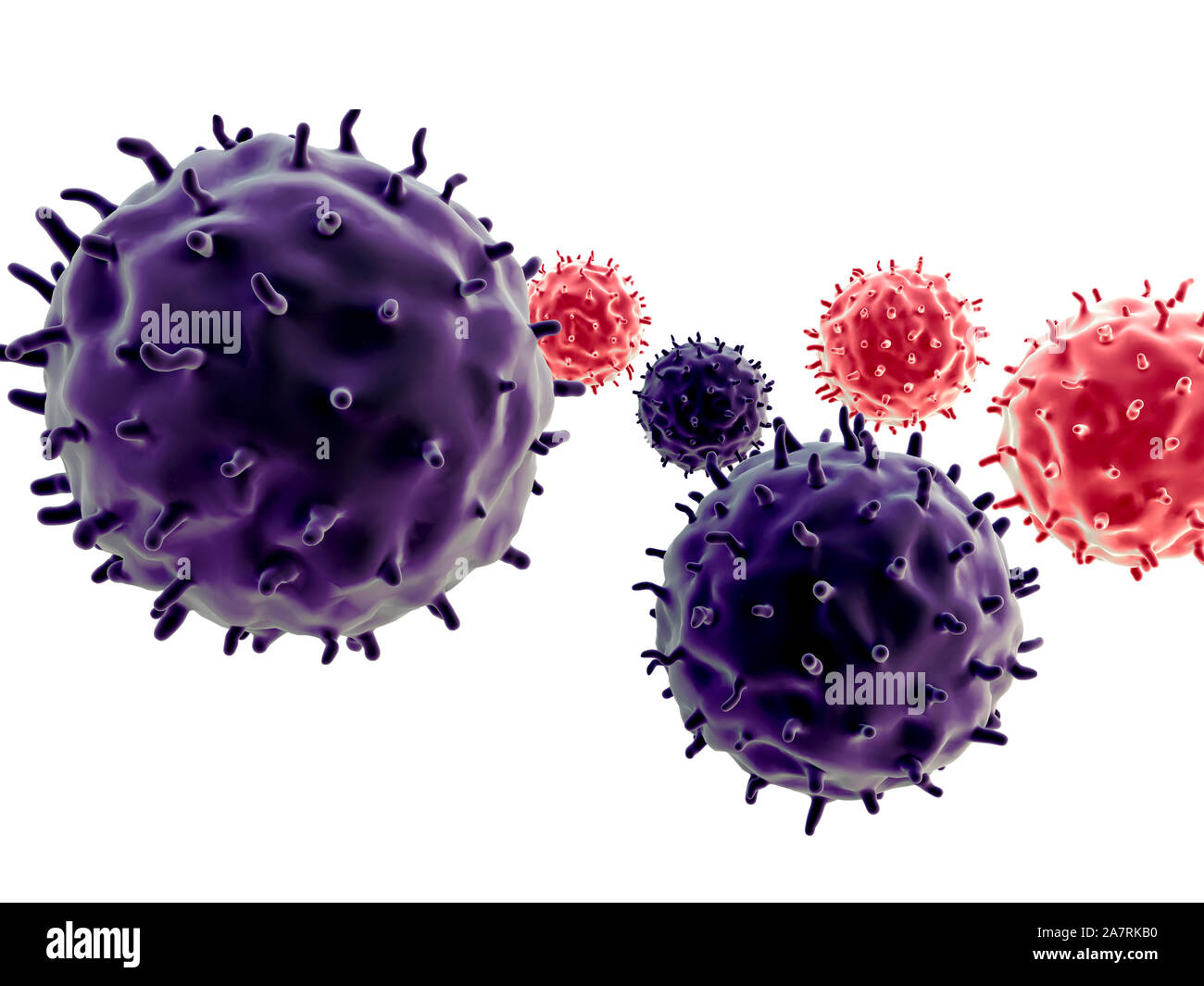 lymphocytes and viruses, cancer cell, 3d rendered cancer cell, Cancer ...