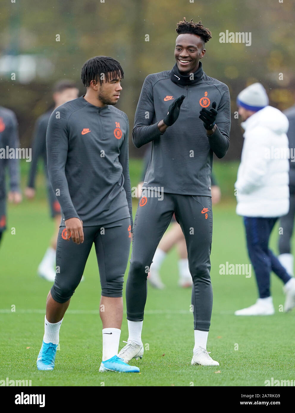 Chelsea's Reece James (left) and Tammy Abraham during the training ...