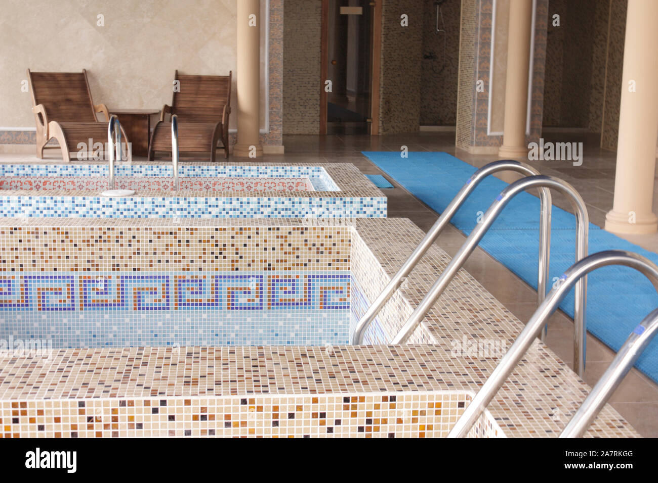 Small swimming pools in a hotel Stock Photo - Alamy