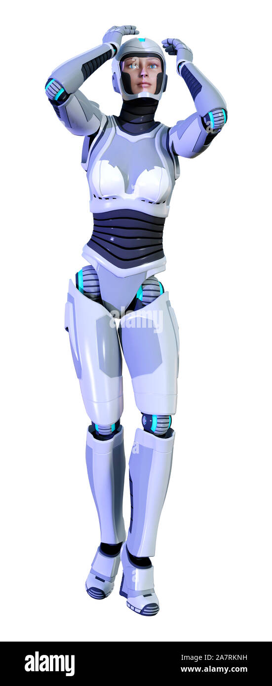3D rendering of a female robot isolated on white background Stock Photo ...