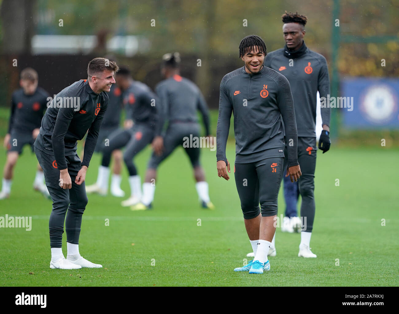 Chelsea's Mason Mount (left) and Reece James during the training ...