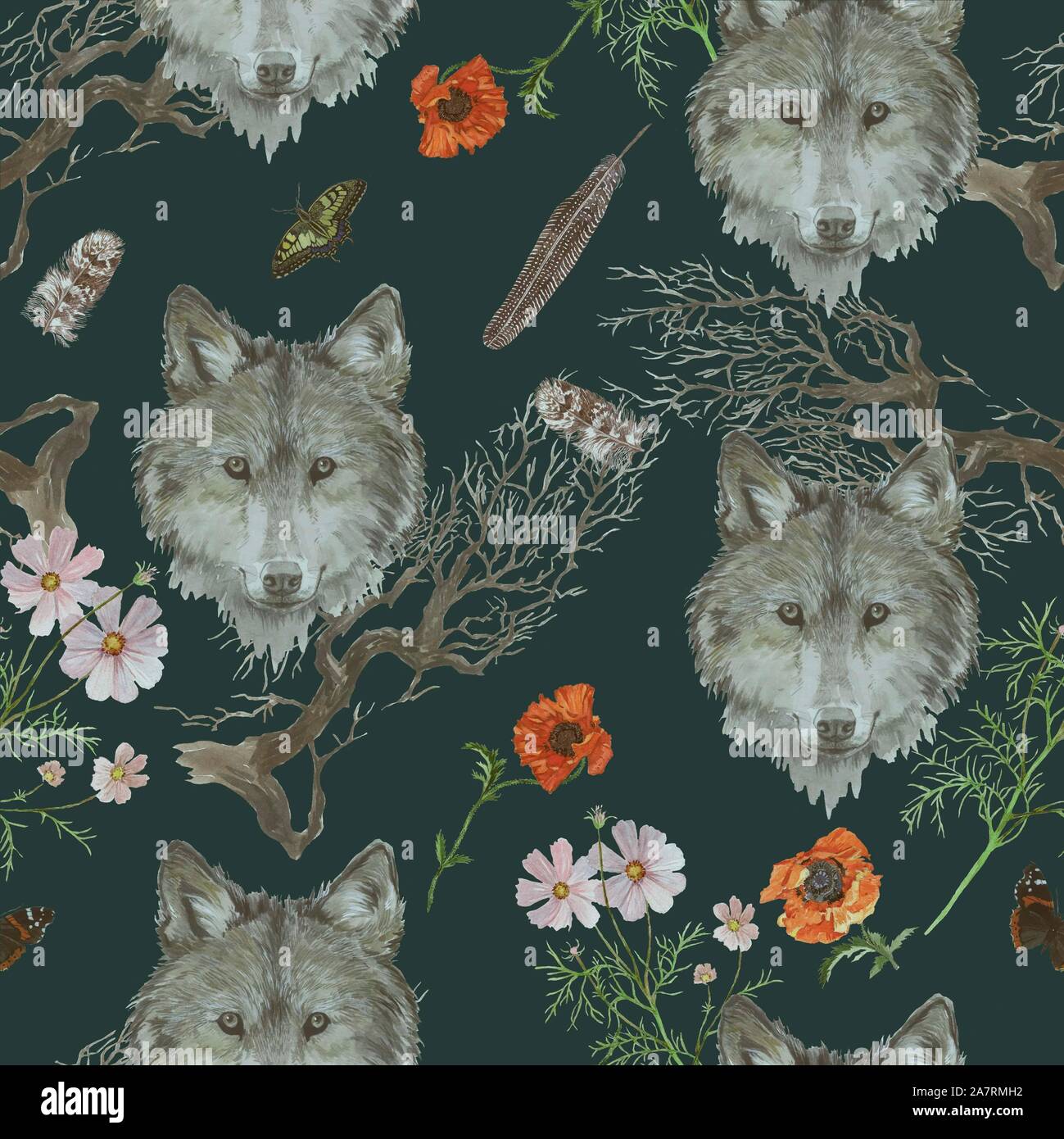 Wolf head pattern hi-res stock photography and images - Alamy