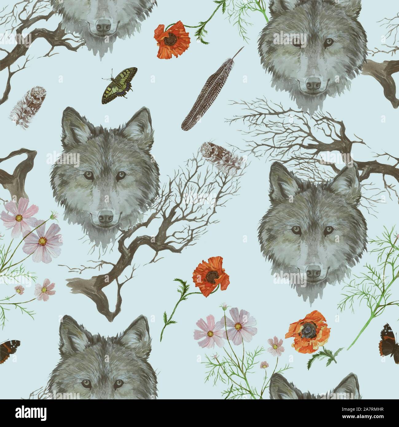 Wolf head pattern hi-res stock photography and images - Alamy