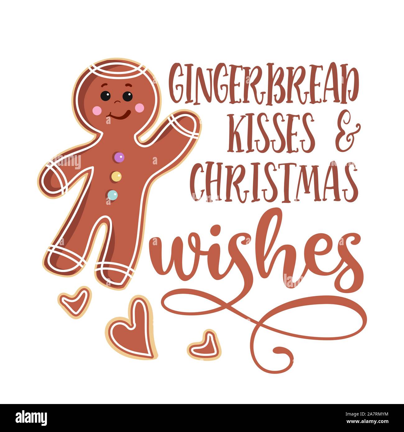 Gingerbread kisses and Christmas wishes - Hand drawn vector ...