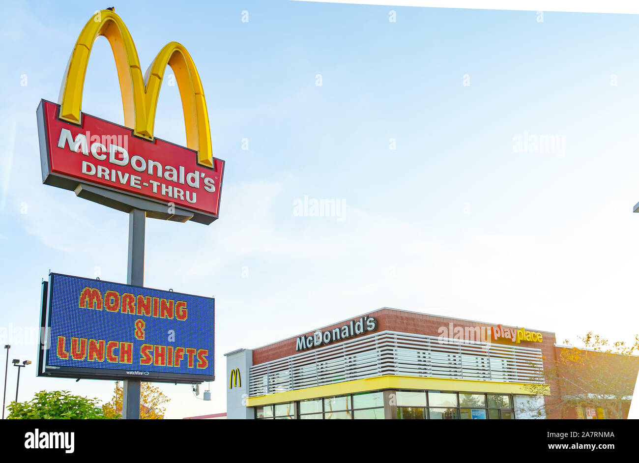 McDonald's restauraunt sign. The McDonald's Corporation is the world's ...