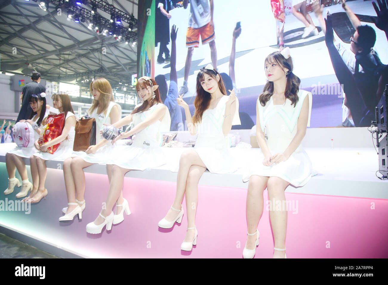 Chinese showgirls pose during the 17th China Digital Entertainment Expo, also known as ChinaJoy ...