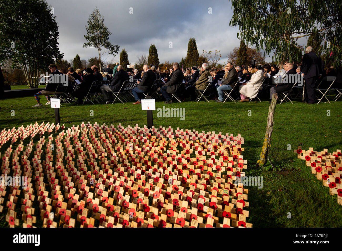 Veterans and family members during a service at the official opening of ...