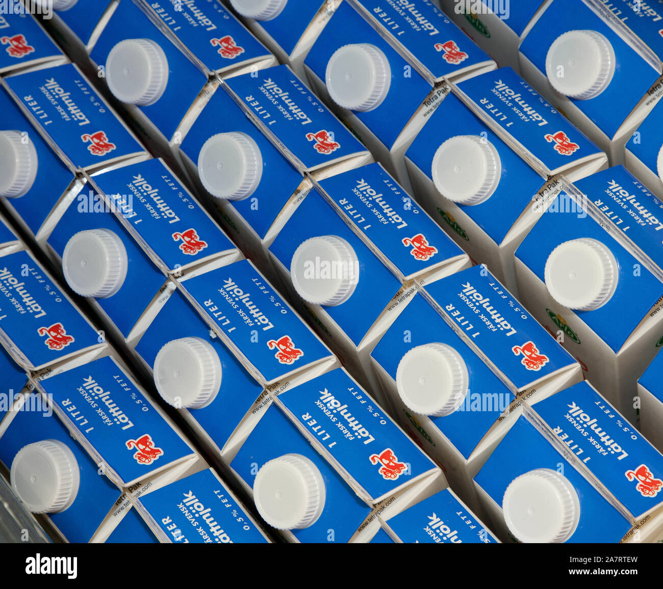 Light milk in the milk counter.Photo Jeppe Gustafsson Stock Photo - Alamy