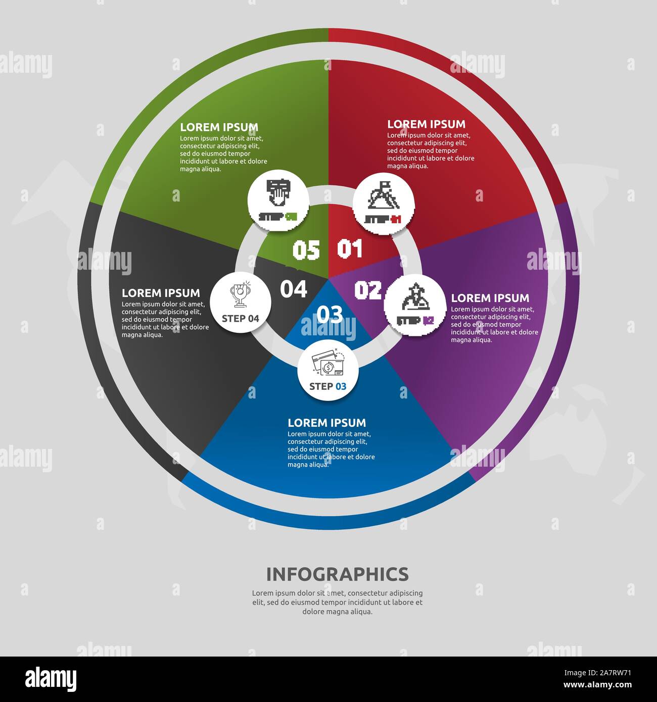 Vector flat template circle and sector infographics. Business concept ...