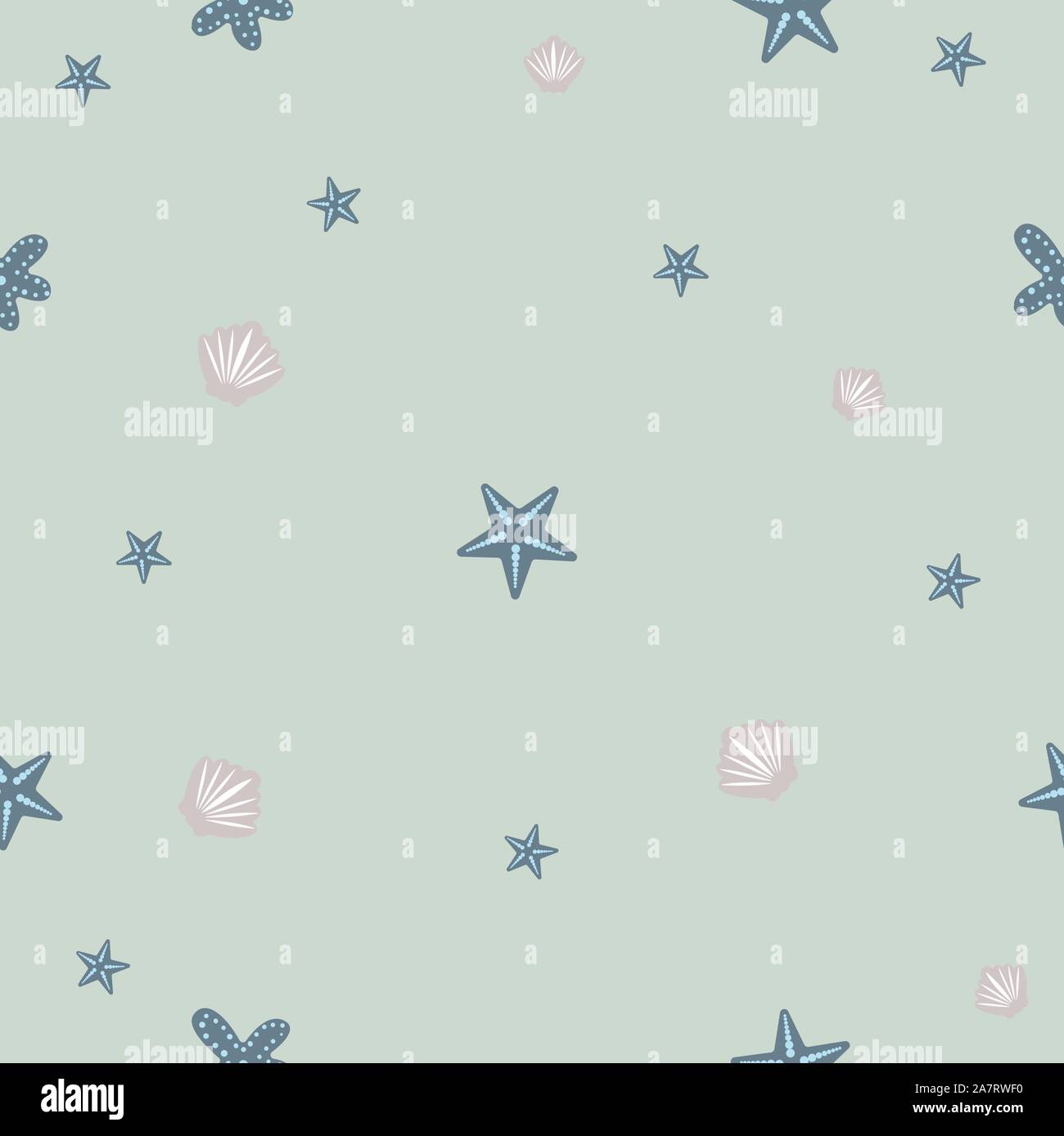 Seamless pattern with seashell. Repeating background. Vector ...