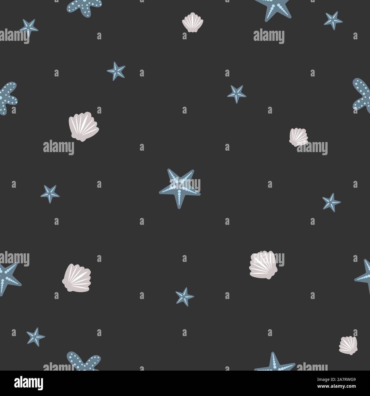 Seamless pattern with seashell. Repeating background. Vector ...