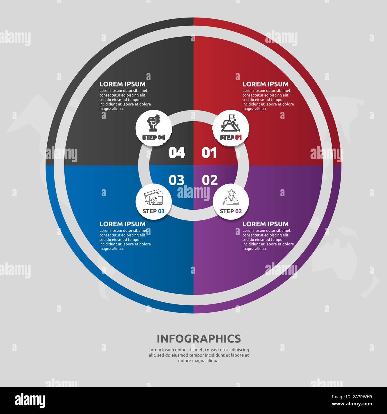 Vector flat template circle and sector infographics. Business concept ...