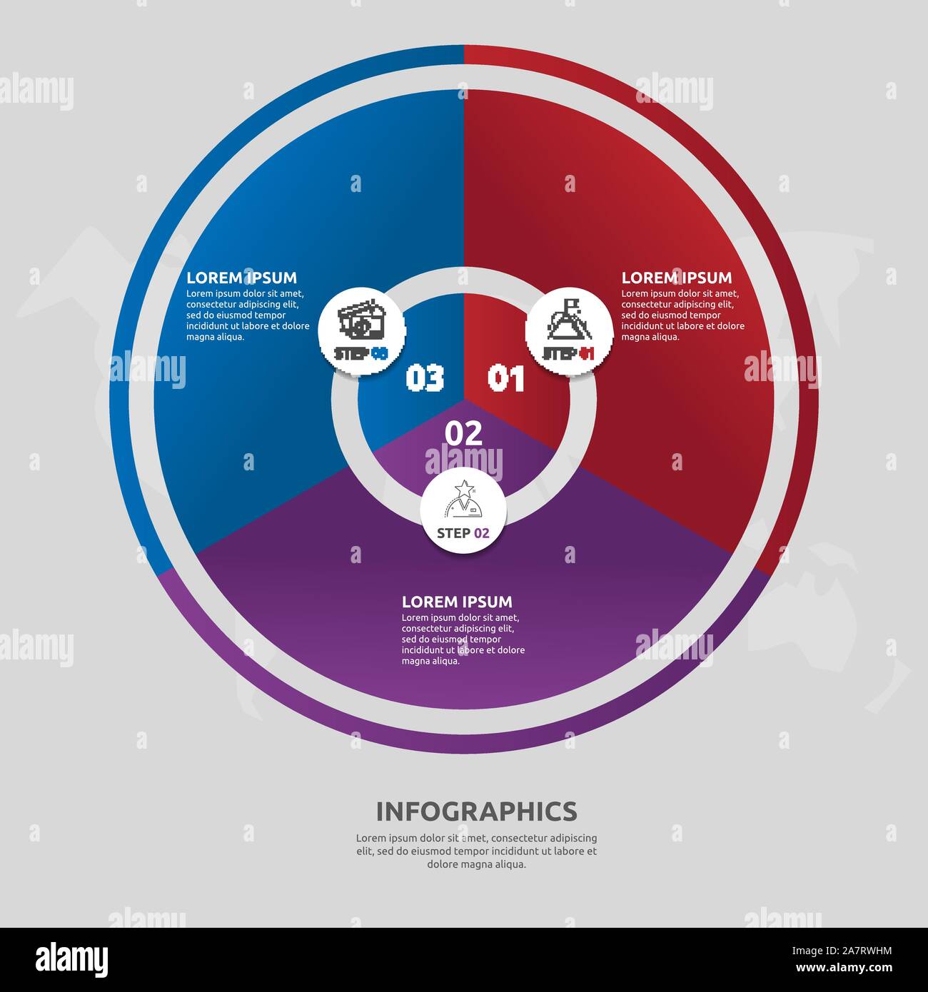 Vector flat template circle and sector infographics. Business concept ...