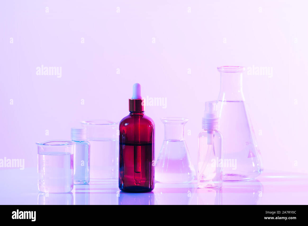 retro brown bottle with flask in science laboratory background Stock ...