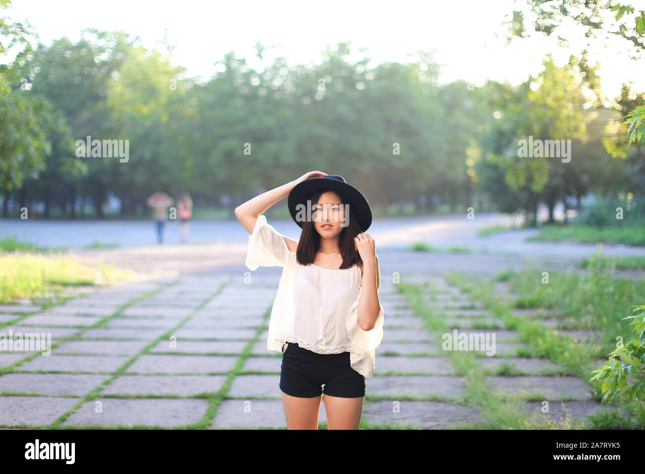 Wonderful Female Hat Asian Sunset Cheerful Emotions Laughter Dancing