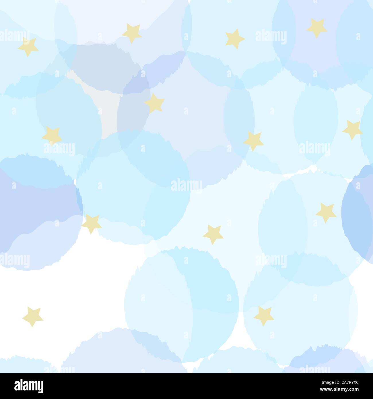 Seamless pattern with funny subtle transparent balls and yellow stars ...