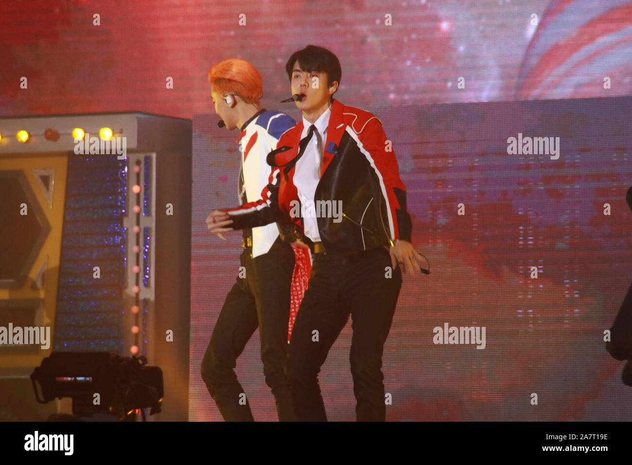 Members of South Korean-Chinese boy group EXO, perform during the "EXO ...