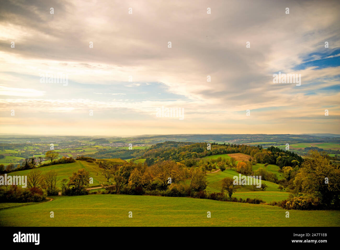 Panoramic view to the south of Germany direction Stuttgart Stock Photo ...