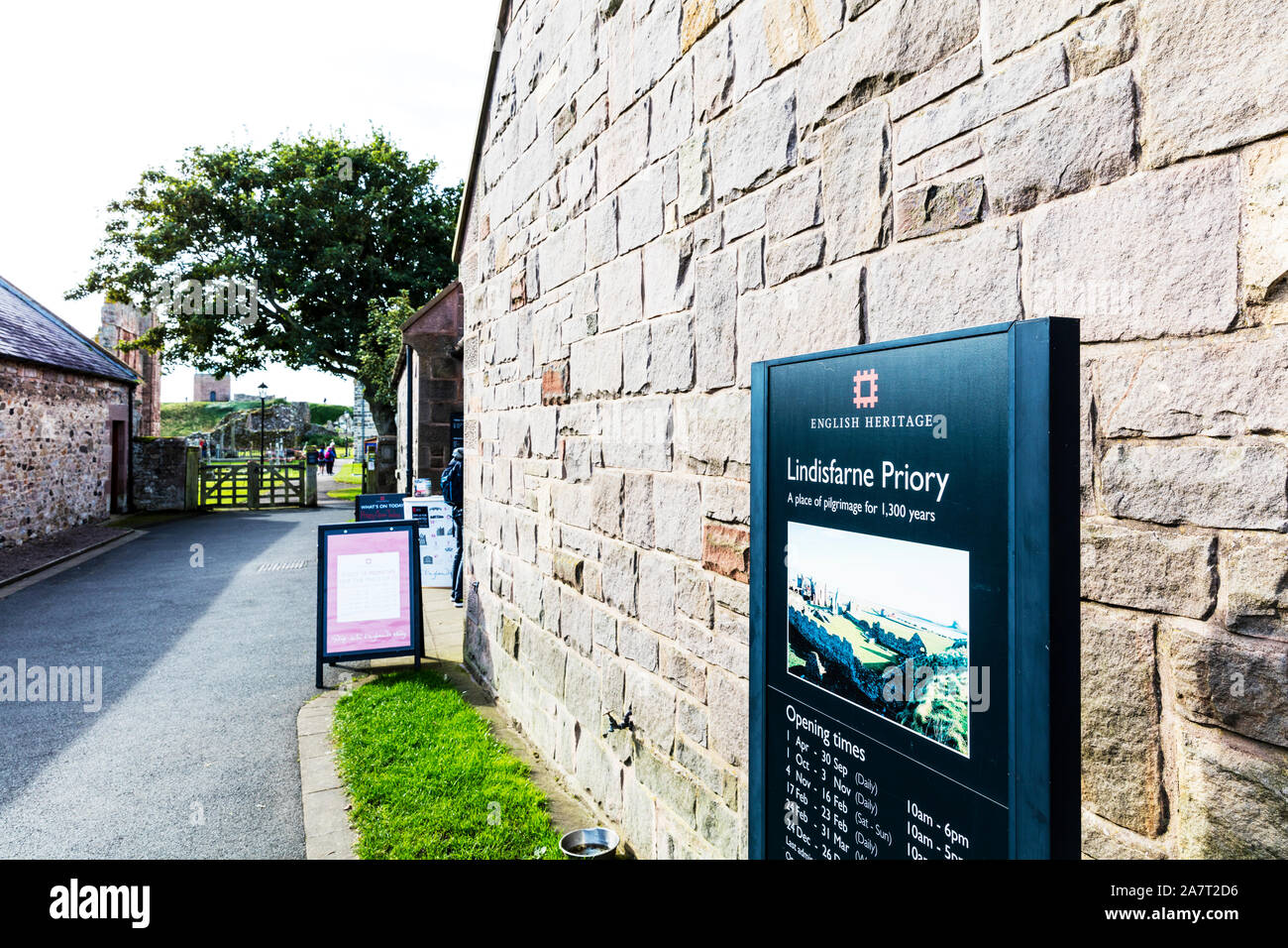 Holy island priory sign hi-res stock photography and images - Alamy