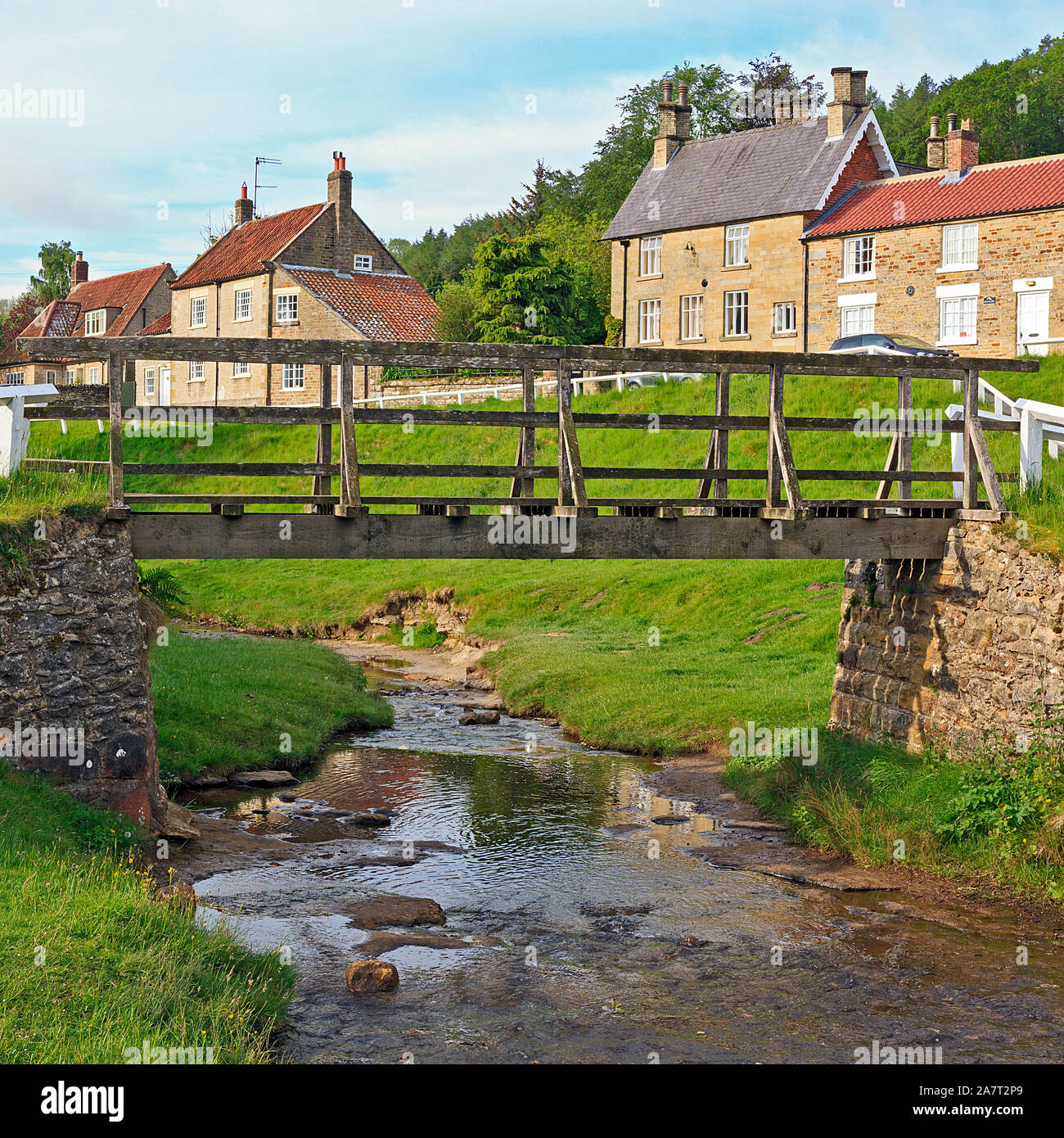 Wooden Bridge over Hutton Beck in the Village of Hutton-le-Hole on the ...