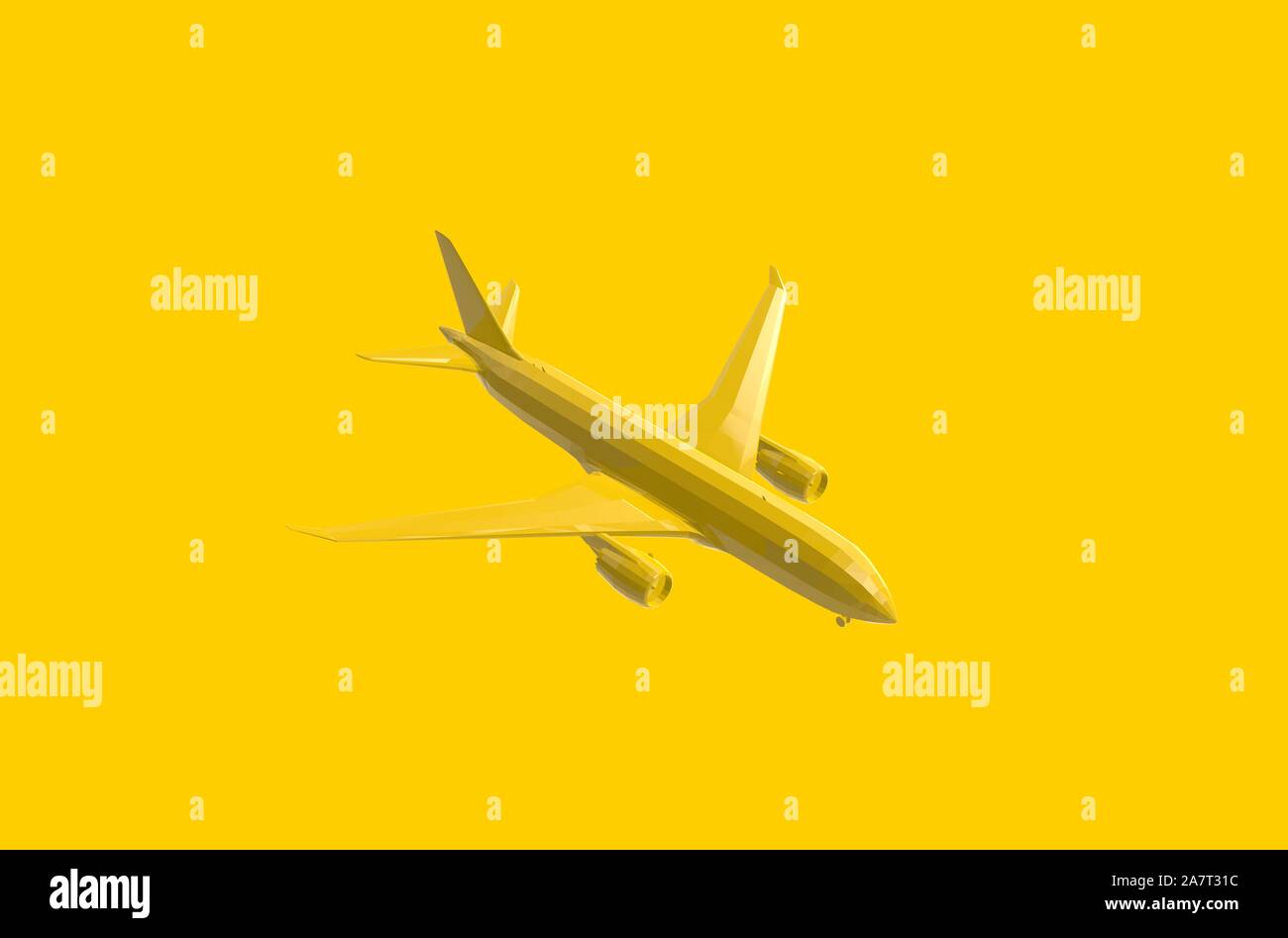 Airplane flying on yellow background 3D Rendering Stock Photo - Alamy