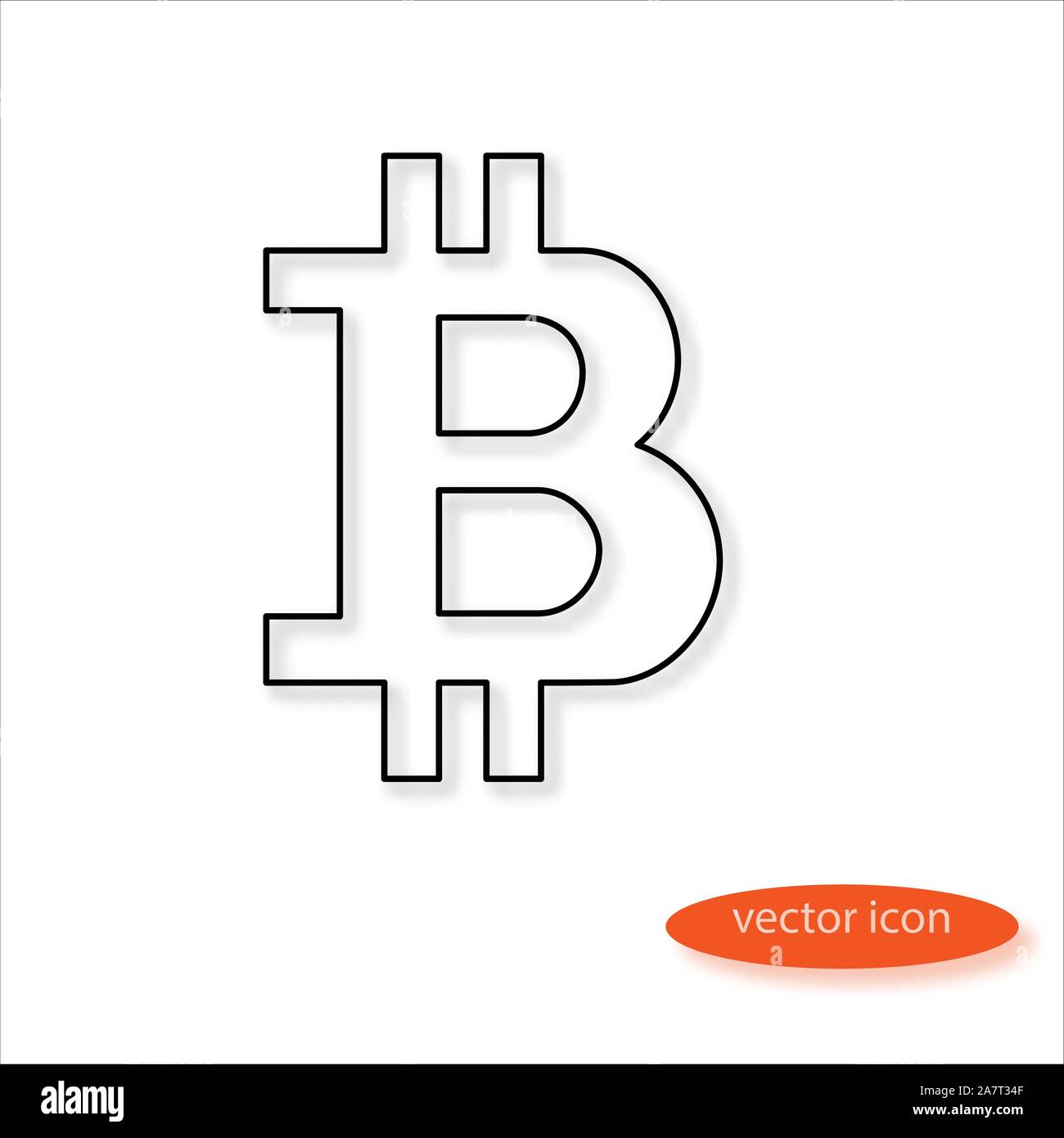 Bitcoin cryptocurrency symbol drawn by thin line casting a shadow ...