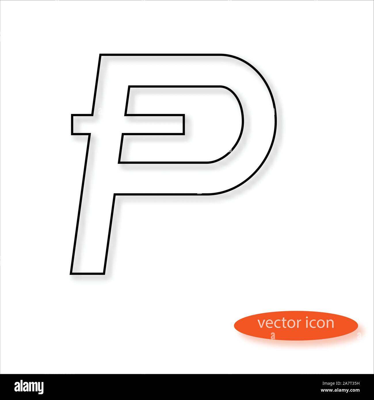 Potcoin cryptocurrency symbol drawn by thin line casting a shadow ...
