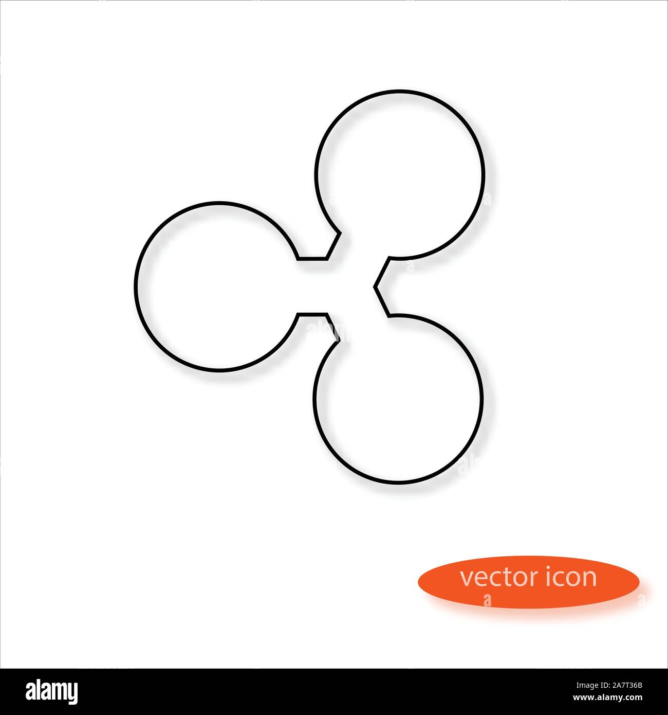 Ripple cryptocurrency symbol drawn by thin line casting a shadow ...