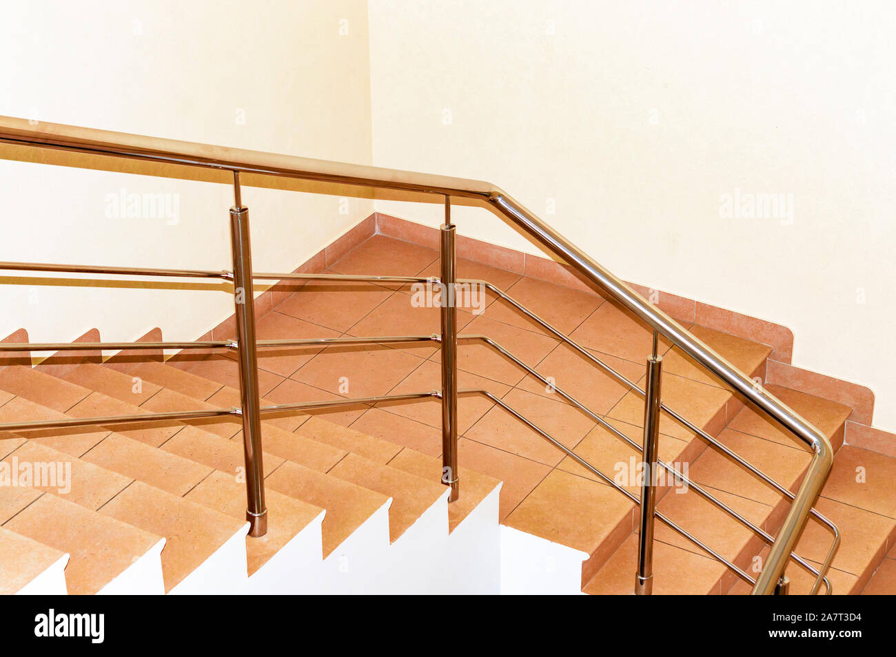 Fragment of stairs in an office building. View from above Stock Photo ...