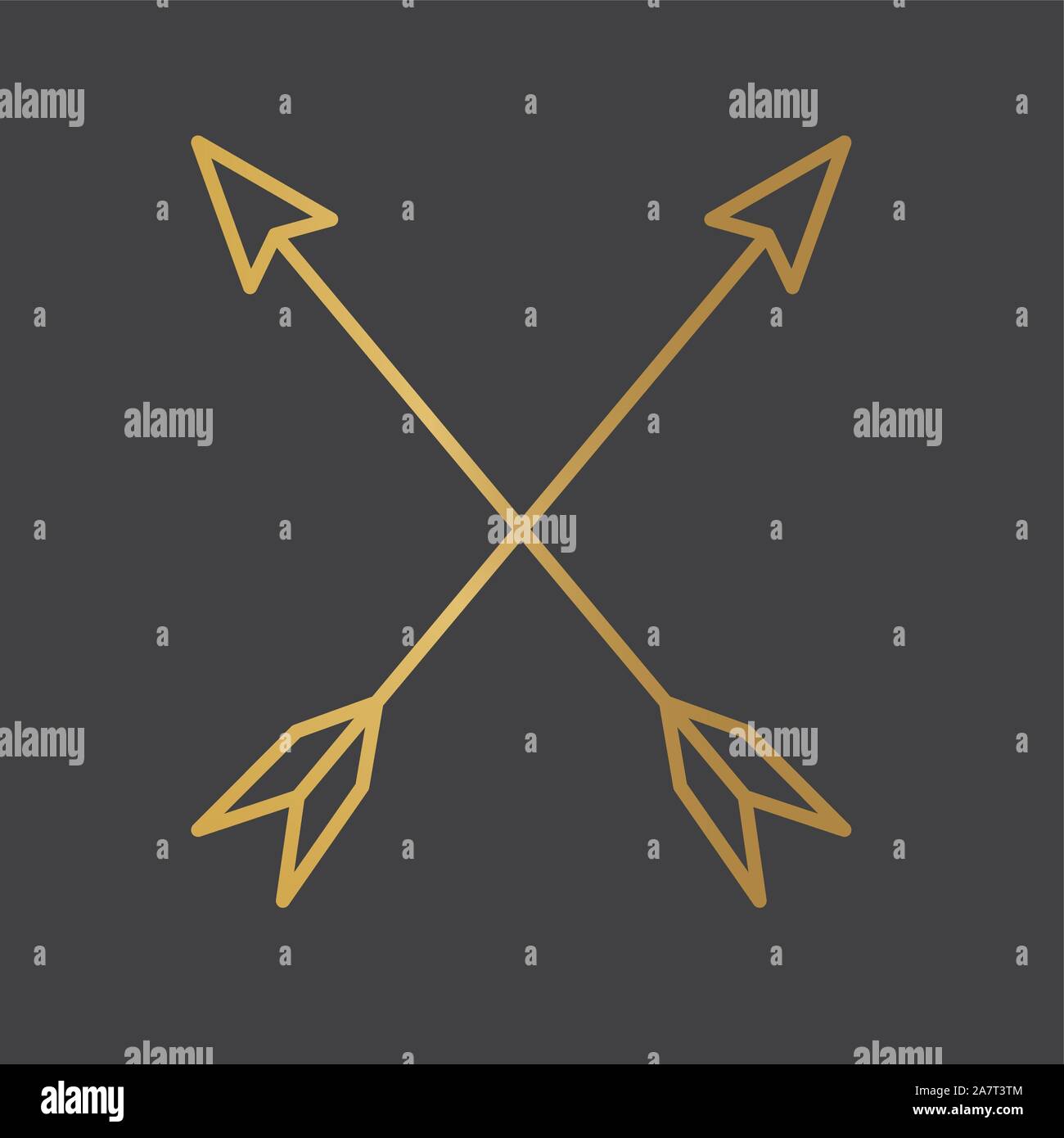 crossed, golden bow arrows icon- vector illustration Stock Vector Image ...