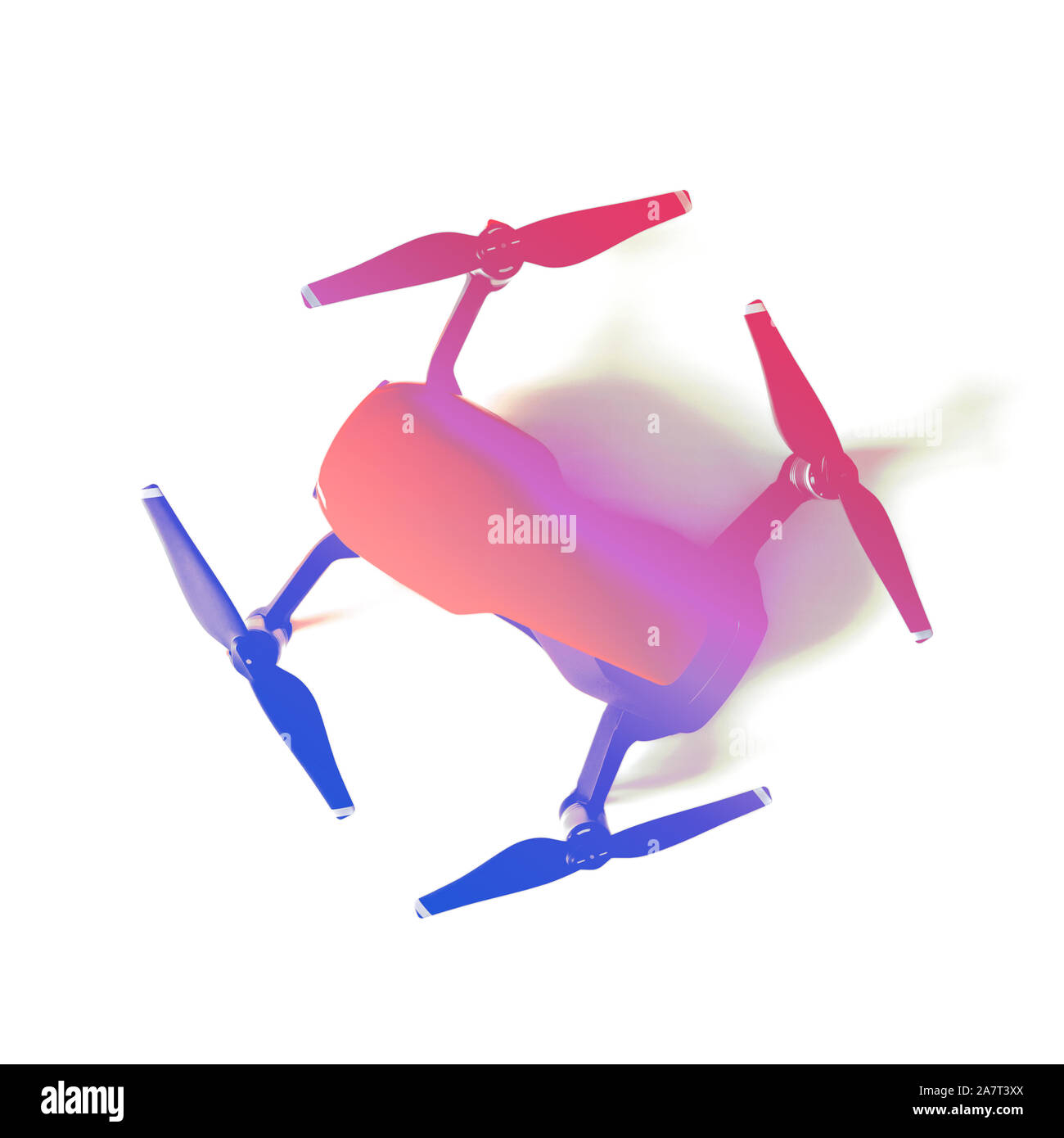Multicolor neon drone isolated on white background. Modern trendy ...