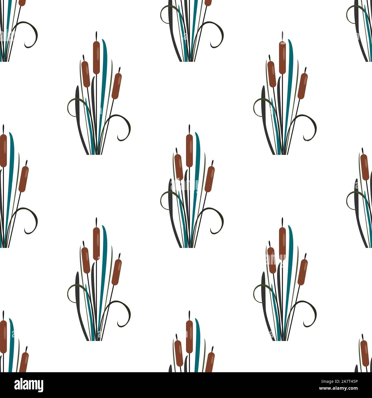 Seamless pattern with bushes of reed on white. Vector Illustration ...