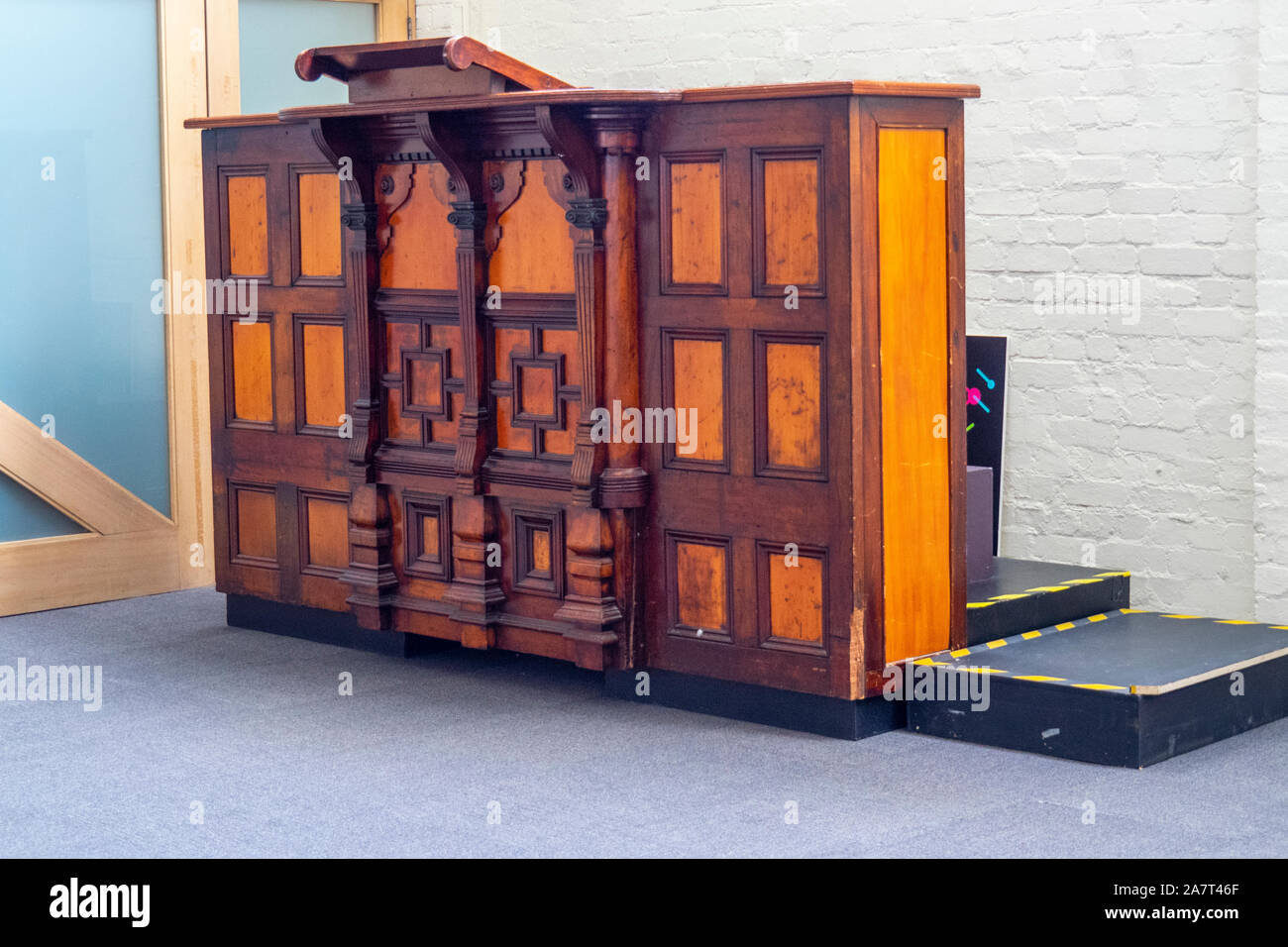 Timber auctioneers podium on display at National Wool Museum Geelong ...