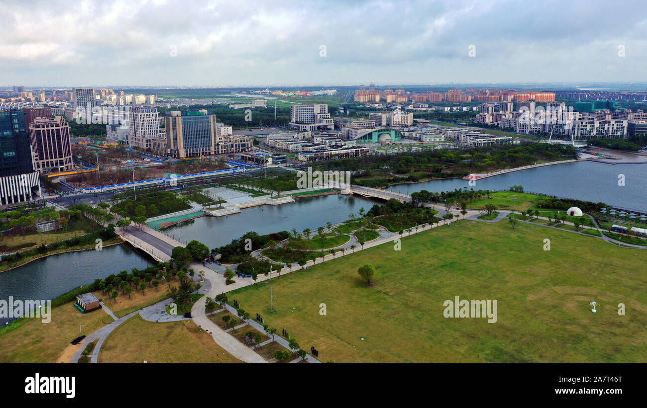 Bird view from 500 meters above of Dishui Lake reveals a fairyland ...