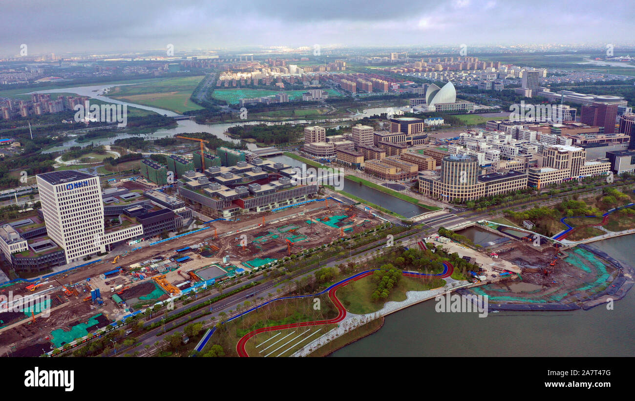 Bird view from 500 meters above of Dishui Lake reveals a fairyland ...