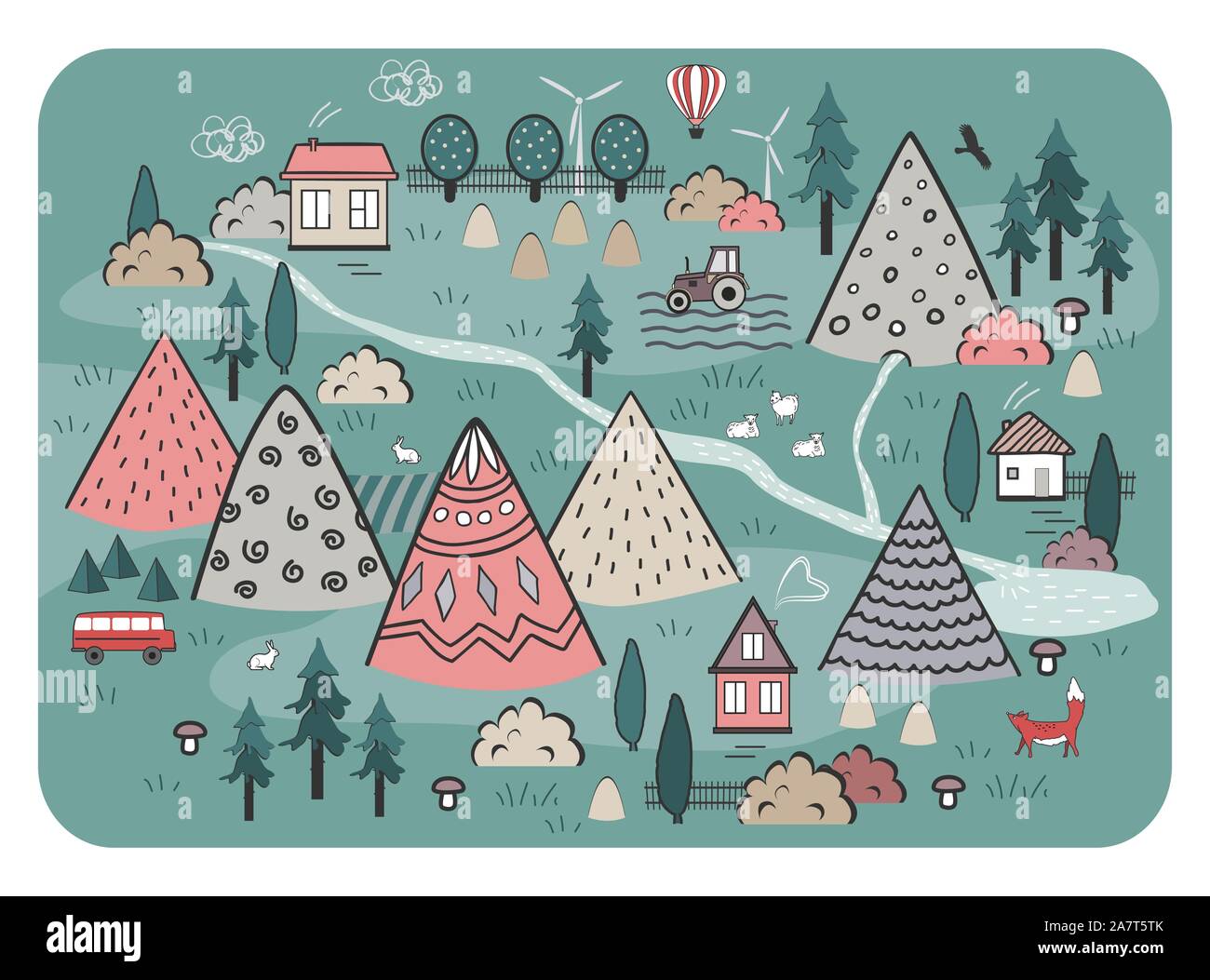 Cartoon map mountain hi-res stock photography and images - Alamy