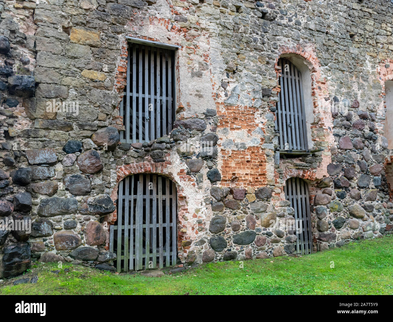 wall with old ruins and windows Stock Photo - Alamy