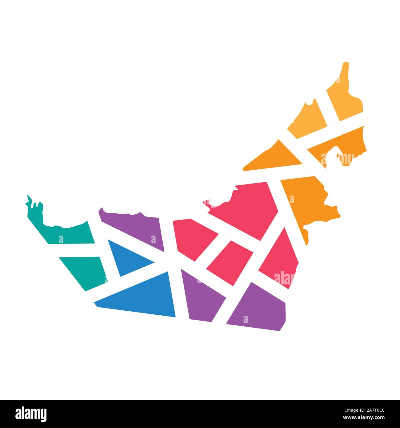 colorful abstract geometric map of United Arab Emirates- vector ...