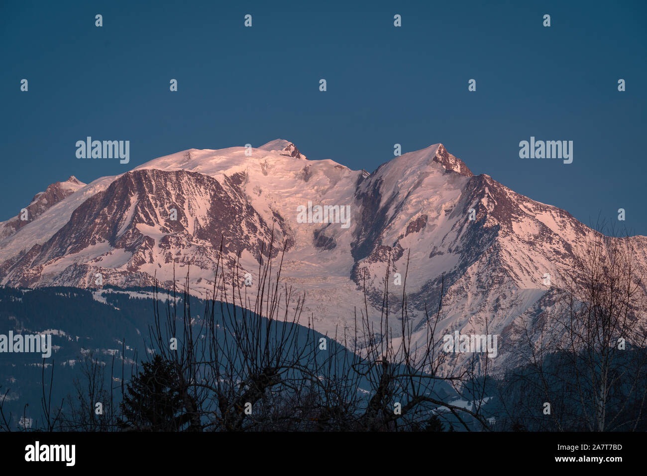 Mont Blanc mountain, White mountain (seen from Domancy valley, France ...