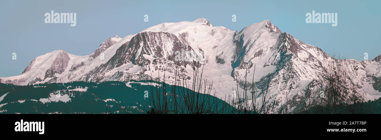 Mont Blanc mountain, White mountain (seen from Domancy valley, France ...