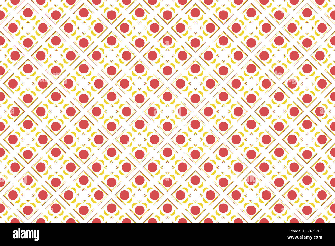 Seamless geometric pattern. In red, brown, yellow and white colors ...