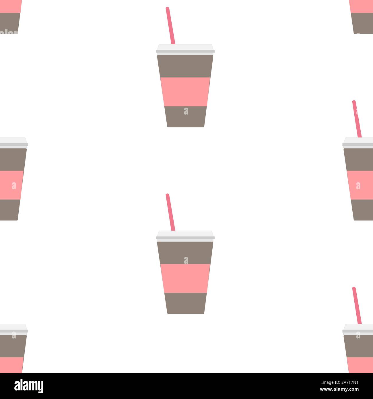 Seamless repeating Pattern with coffee cup on white background. Vector ...