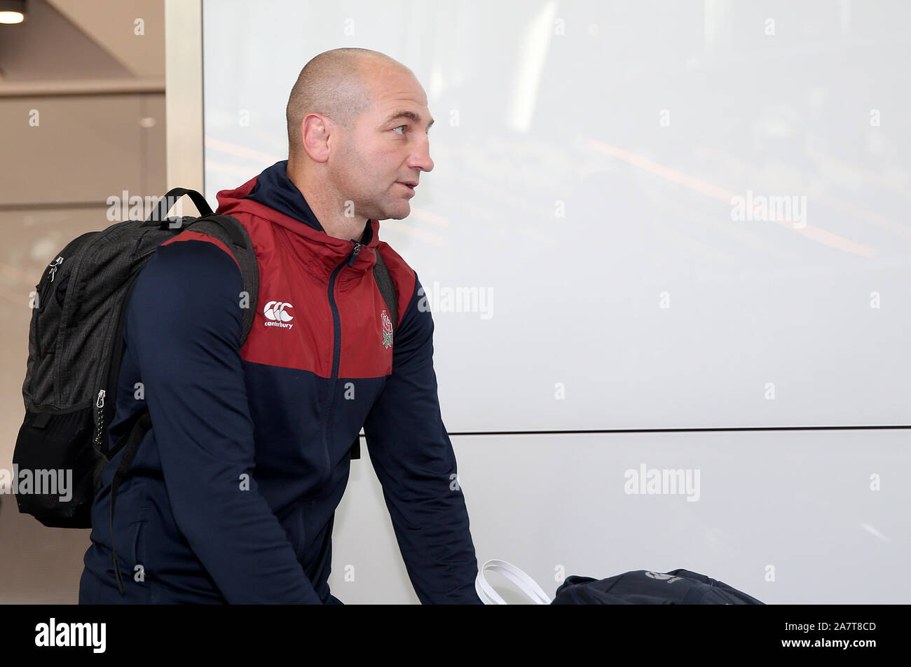 England' forwards coach Steve Borthwick as the team return to Heathrow ...