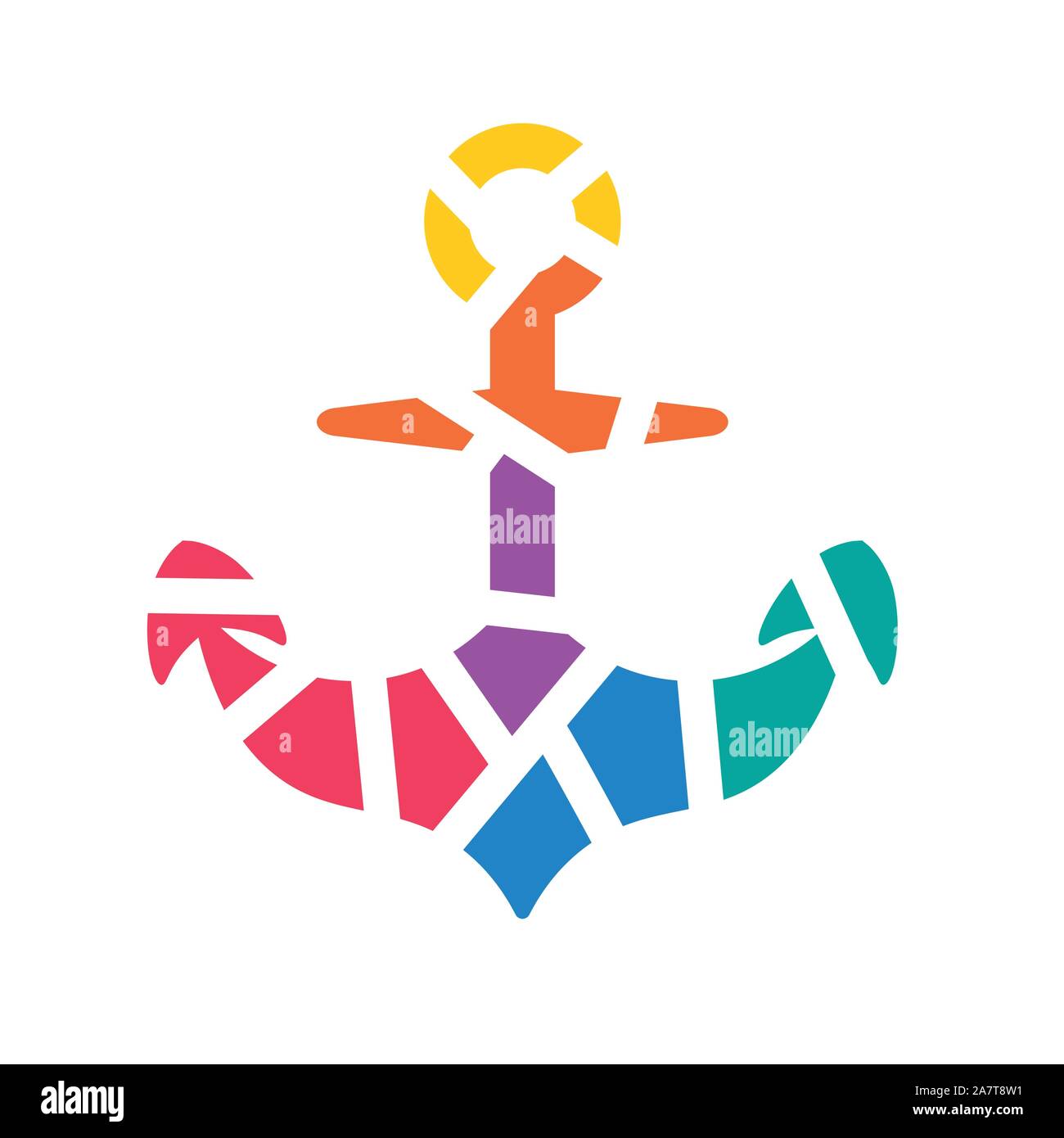 colorful geometric anchor icon- vector illustration Stock Vector Image ...