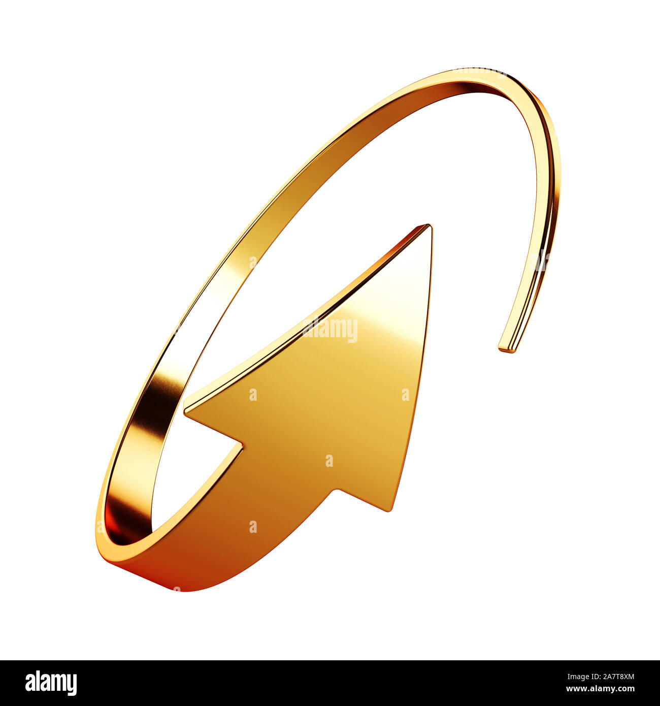 3d illustration of golden round arrow on white background Stock Photo ...